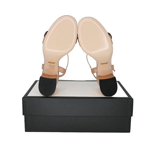 Gucci | Shoes | Gucci Gg Marmont Metallic Leather Midheel Sandals ...